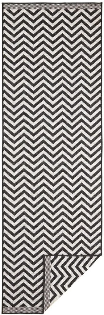 NORTHRUGS - Hanse Home koberce Kusový koberec Twin Supreme 103433 Palma black creme – na ven i na doma - 80x250 cm