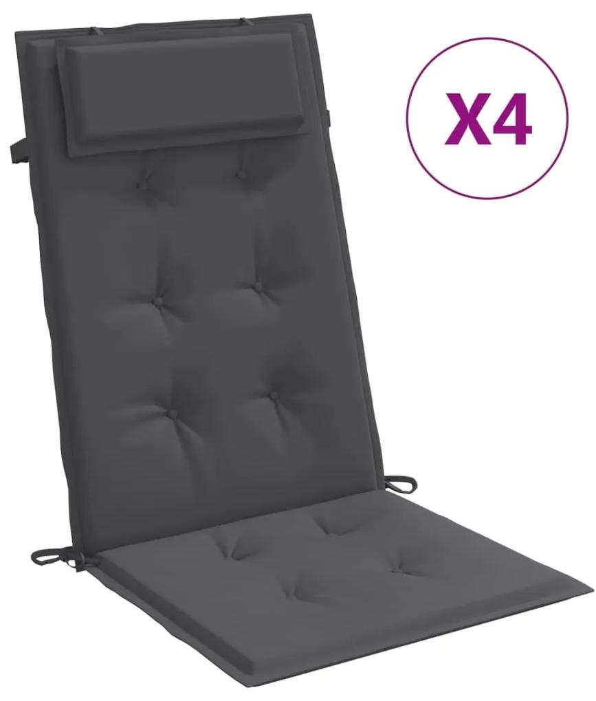 vidaXL Podušky na židli vysoké opěradlo 4 ks antracitové látka oxford