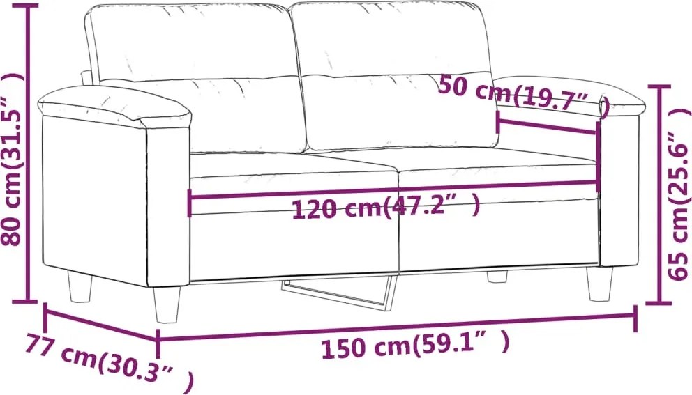 vidaXL 2místná pohovka 120 cm tkanina z mikrovlákna [359557] Barva: taupe