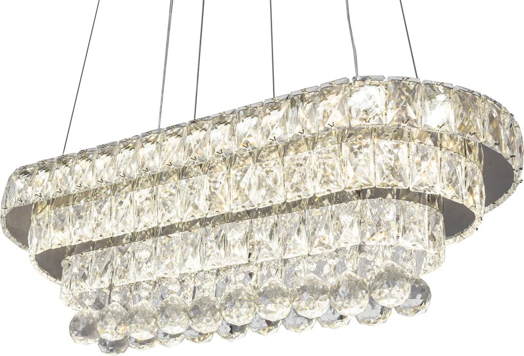 Toolight Toolight, Křišťálové závěsné stropní svítidlo LED 102W + dálkové ovládání APP417-CP, chromová, OSW-65015