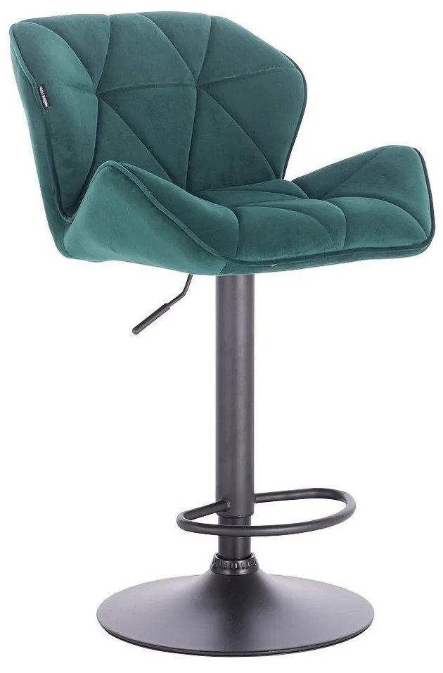Velurová barová židle MILANO - zelená na černé podstavě