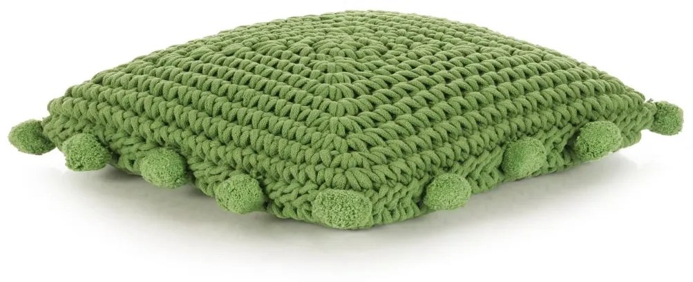 245080 vidaXL Čtvercový pletený bavlněný polštář na podlahu 50 x 50 cm zelený