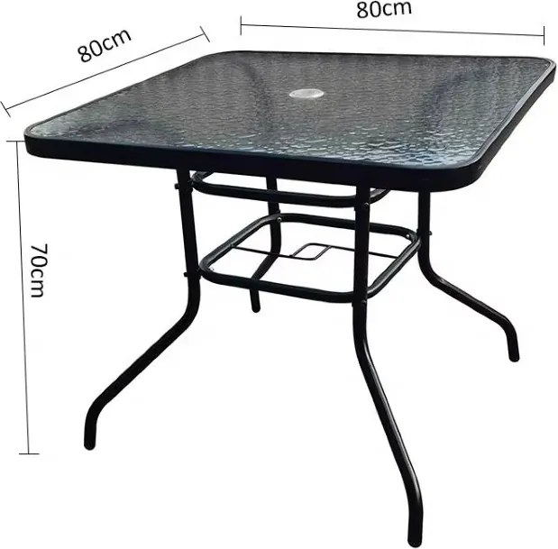 TRENDIE Zahradní stolek se sklem 80x80cm