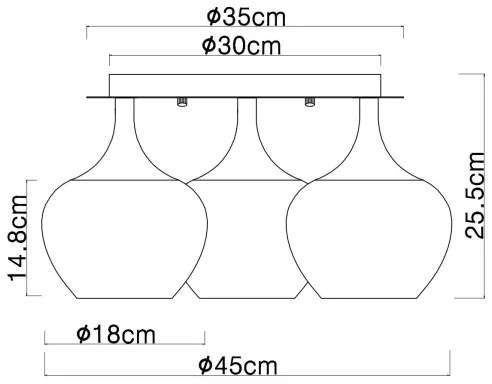 Globo 15548-3DG - Přisazený lustr MAXY 3xE27/40W/230V měděná