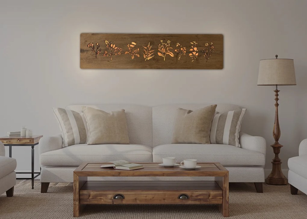 Li-Go "Byliny" světelný obraz 230V 120x31cm provedení povrchu: dub světlý