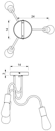 Přisazený lustr DOW 3xE27/60W/230V