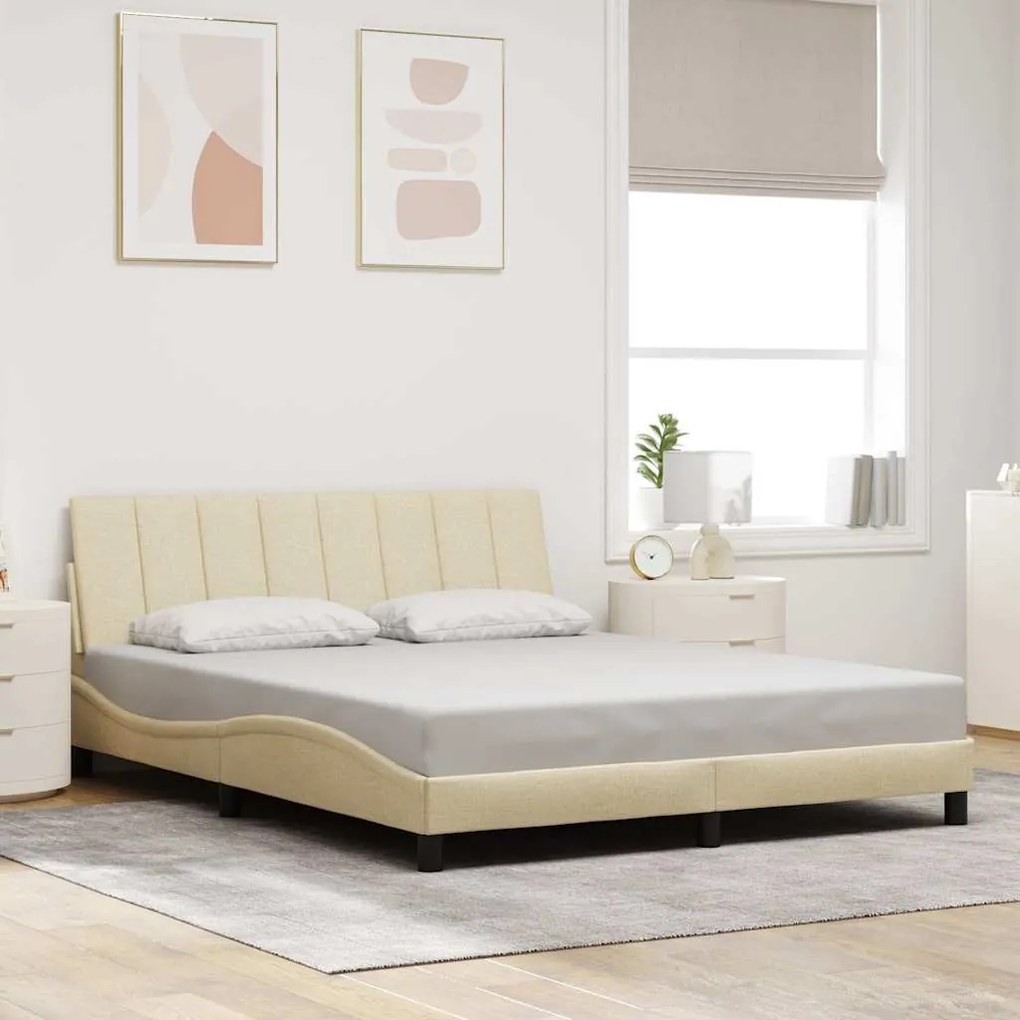 Rám postele bez matrace Hanko krémový 160 x 200 cm textil 3310403