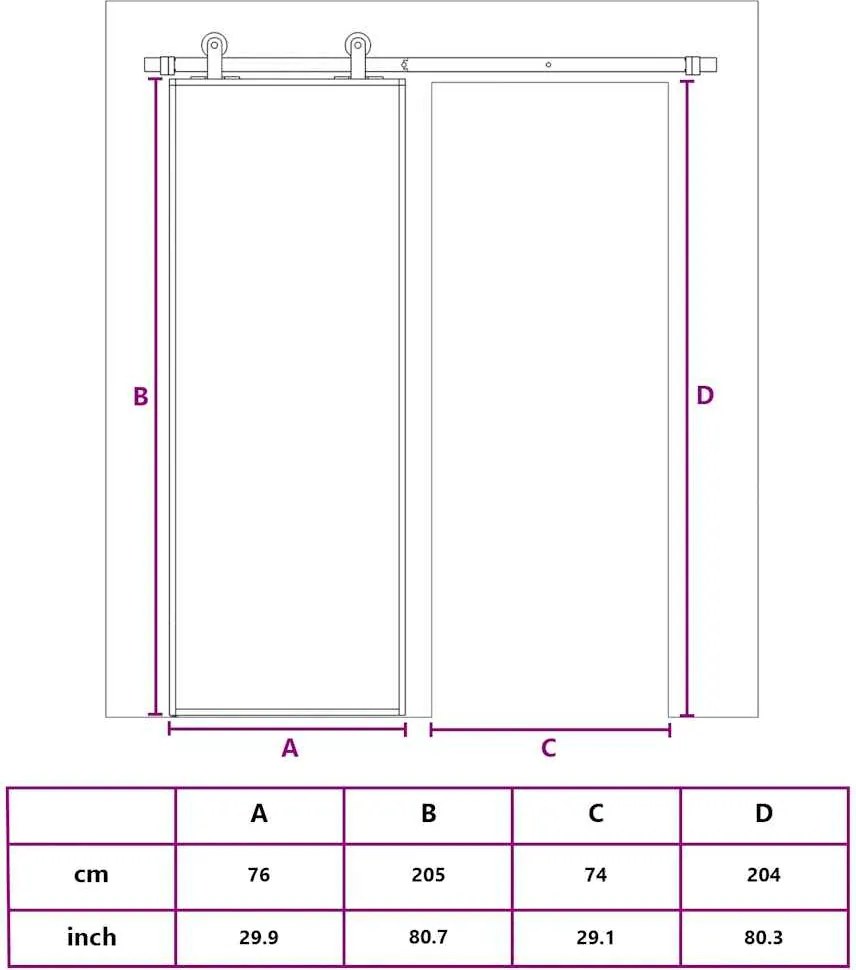 vidaXL Marketos Posuvné dveře ESG sklo a hliník 76 x 205 cm černé