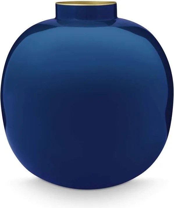 Pip Studio kovová váza 23 cm, tmavě modrá (Kovová váza v tmavě modré barvě smaltovaná)