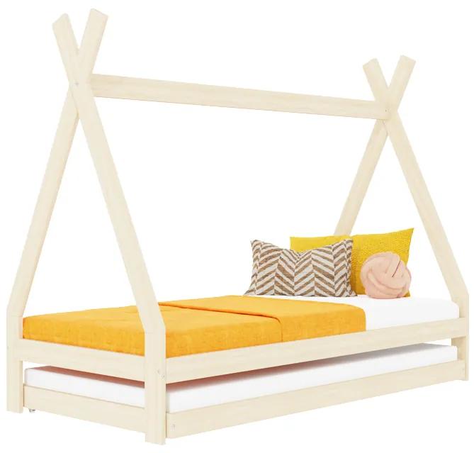 Benlemi Rostoucí dětská postel SWITCH 2v1 ve tvaru teepee s přistýlkou Zvolte barvu: Bílá, Zvolte rozměr: 90x180 cm