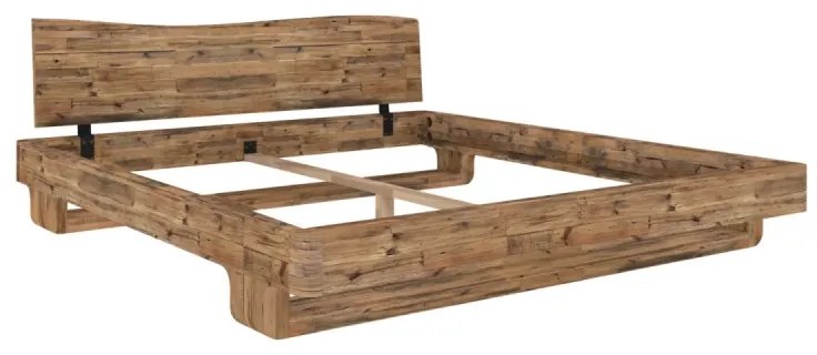 furniture-nabytek.cz - Masivní postel Sendai z recyklované borovice, lakovaná, hnědá – 155×220×75 cm