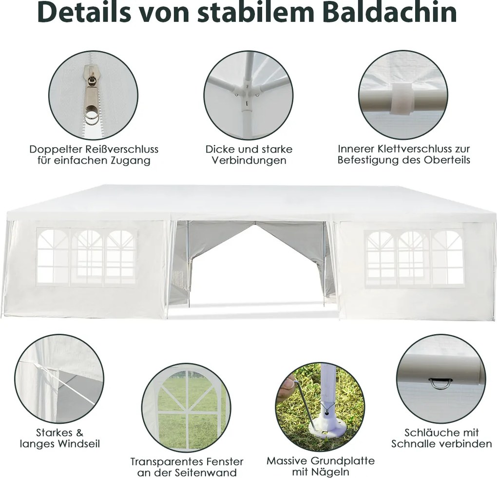Costway Zahradní altán párty stan UV ochrana – 3 × 9 m, bílý