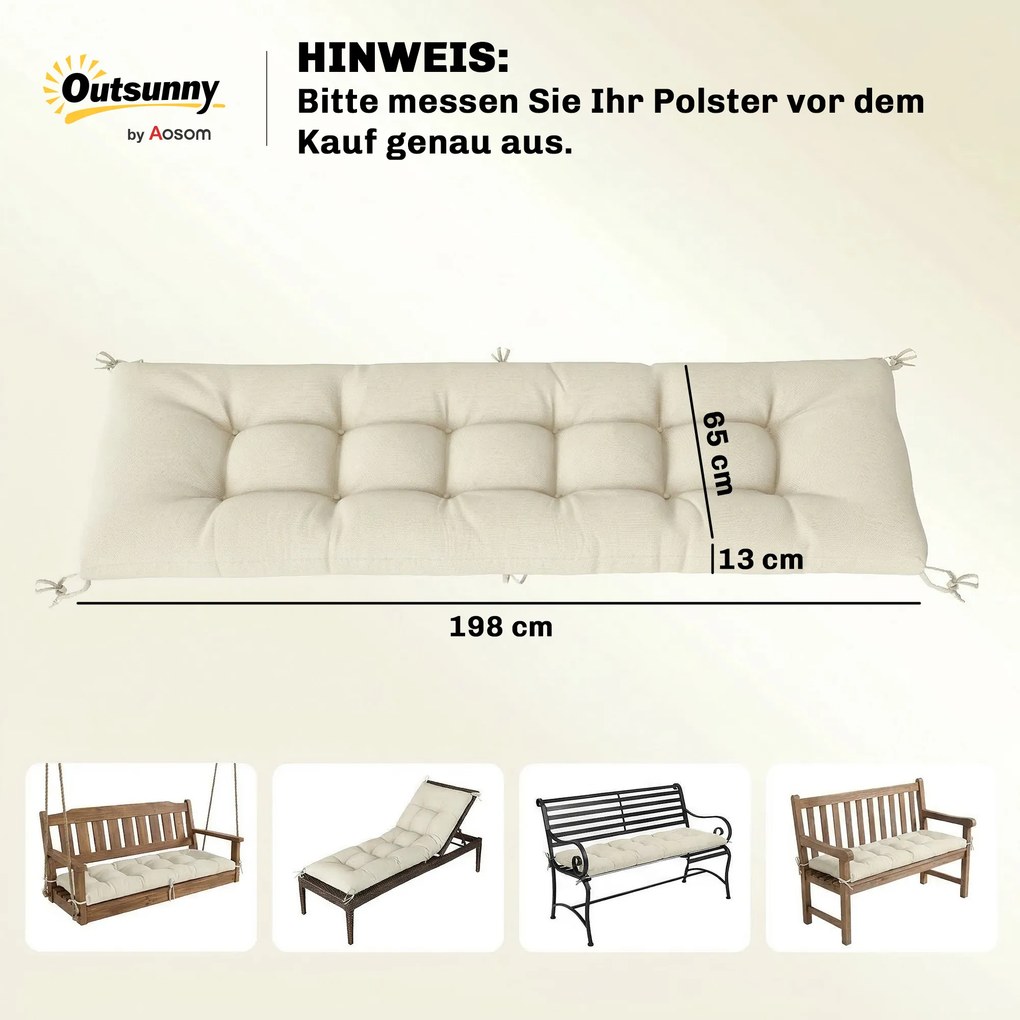 Outsunny Polštář z palety Odnímatelný sedák s upevňovacími popruhy Polštář z palety pro většinu lehátek 198x65x13cm Béžová barva