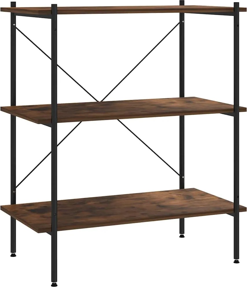 Policový regál se 3 policemi černý a přírodní 80 x 40 x 92 cm 336341