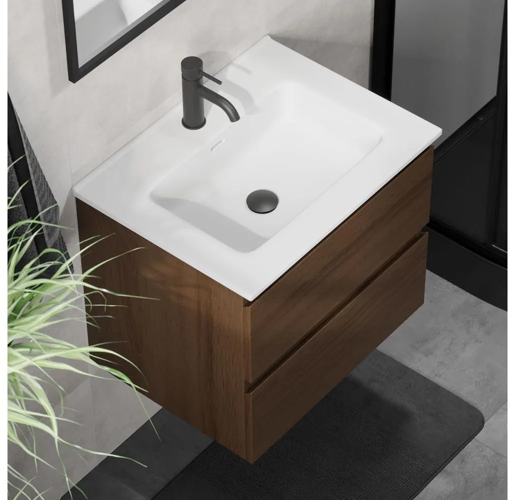 BATH DELUXE Koupelnová skříňka s umyvadlem CONOR 61 cm ořech/bílá BT0095+BT0127