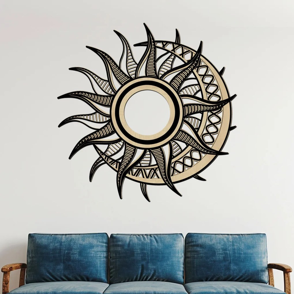 dřevo života Dřevěná dekorace na zeď KDYŽ SLUNCE ŠEPTÁ LUNĚ Zvolte rozměr (cm): 40x40, Zvolte barvu dekoru: Javor-Ořech
