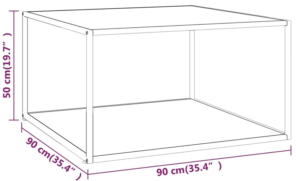 vidaXL Konferenční stolek černý s bílým mramorovým sklem 90x90x50 cm
