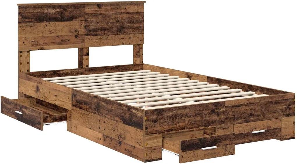Rám postele s čelo Staré dřevo 120 x 190 cm Kompozitní dřevo 3410929