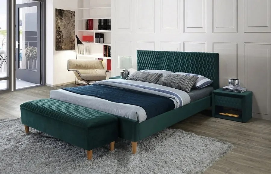 Casarredo - Komfort nábytek Čalouněná postel AZUA 180x200 zelená/dub