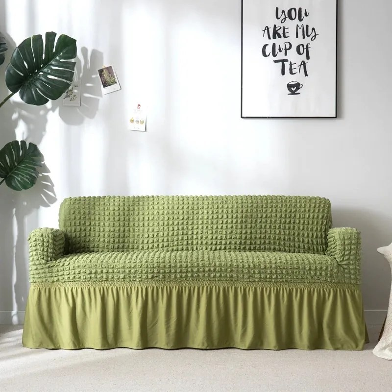 Jednobarevný elastický potah na pohovku či křeslo Barva: zelená, Velikost: 3 místná 170 x 220 cm
