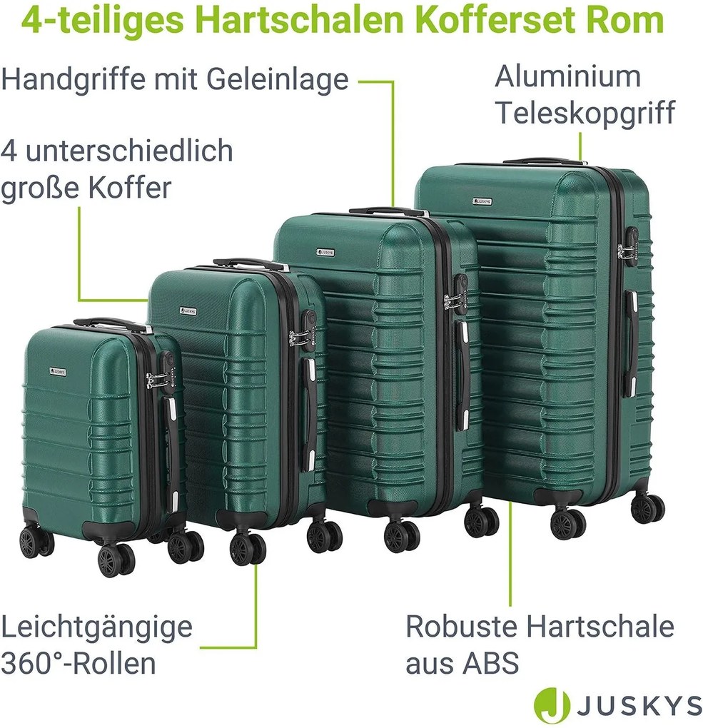 Juskys Sada skořepinových kufrů Rom Barva: černá, Provedení: 3 dílů