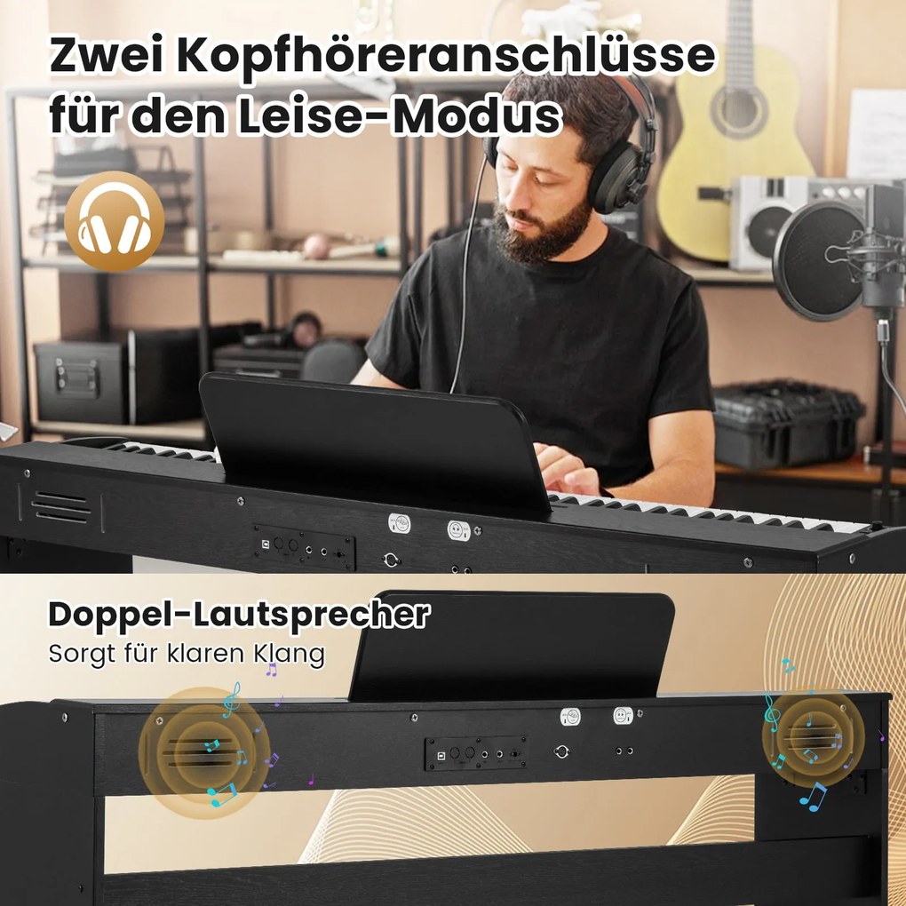 Costway Digitální piano s 88 kladívkovými klávesami, černé