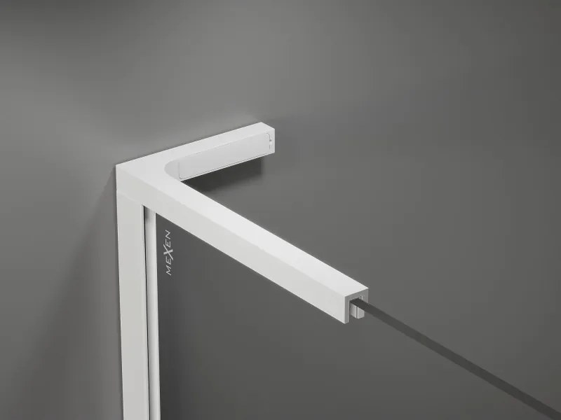 Mexen Kioto L, sprchová zástěna Walk-In 80 x 200 cm, 8mm čiré sklo, bílý profil, 800-080-103-20-00