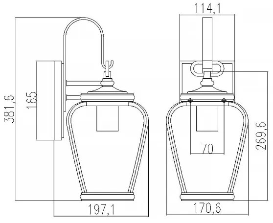 Quoizel QZ-PROVINCE2-S - Venkovní nástěnné svítidlo PROVINCE 1xE27/60W/230V IP44