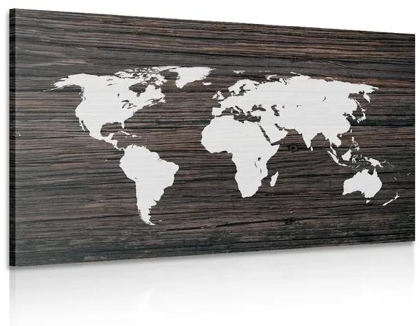 Obraz mapa světa na dřevě Varianta: 120x80