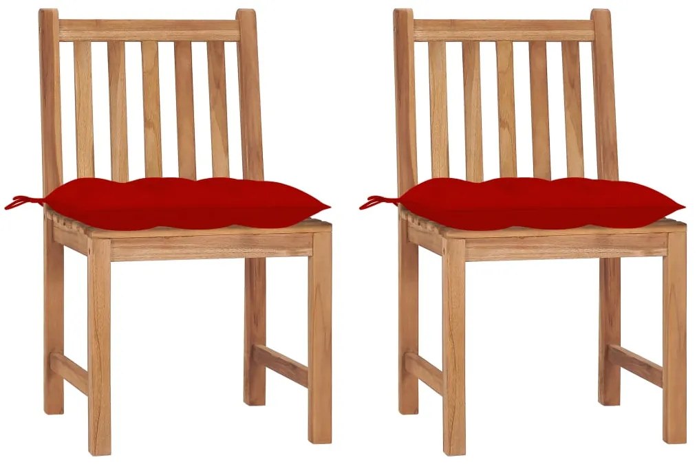 Zahradní židle 2 ks s poduškami masivní teak 3062937