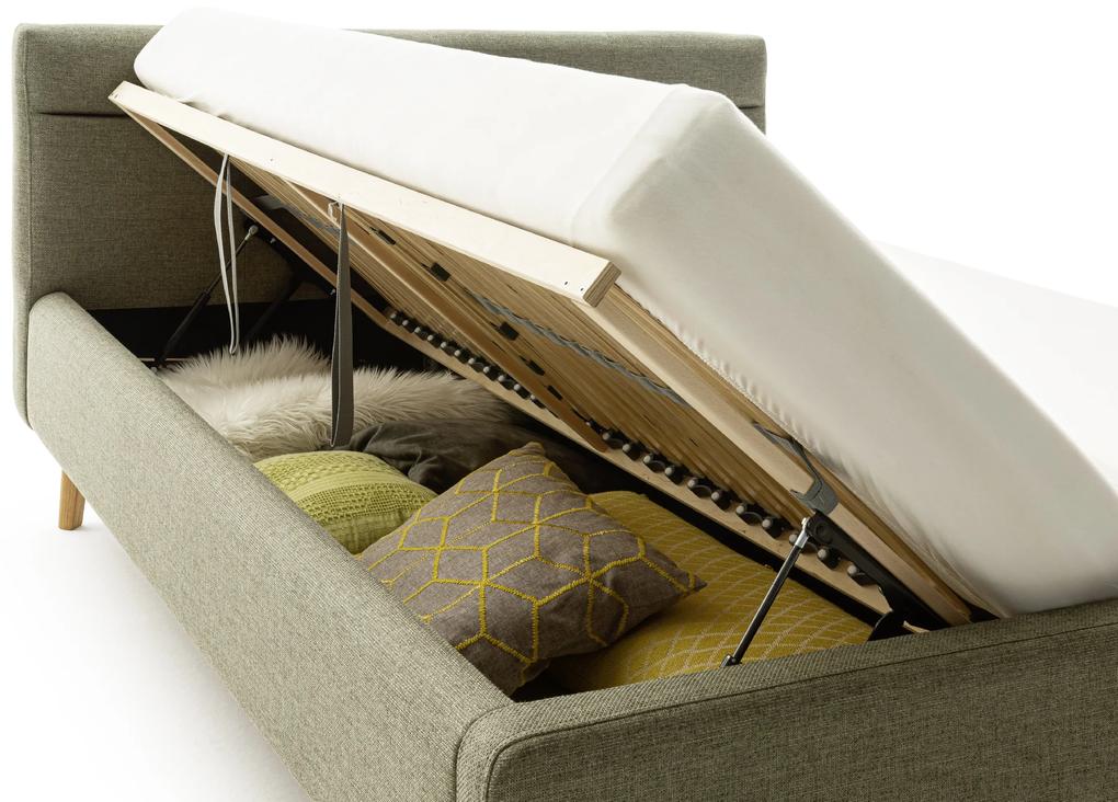 Čalouněná postel LOTTE 180x200 s úložným prostorem, zelená