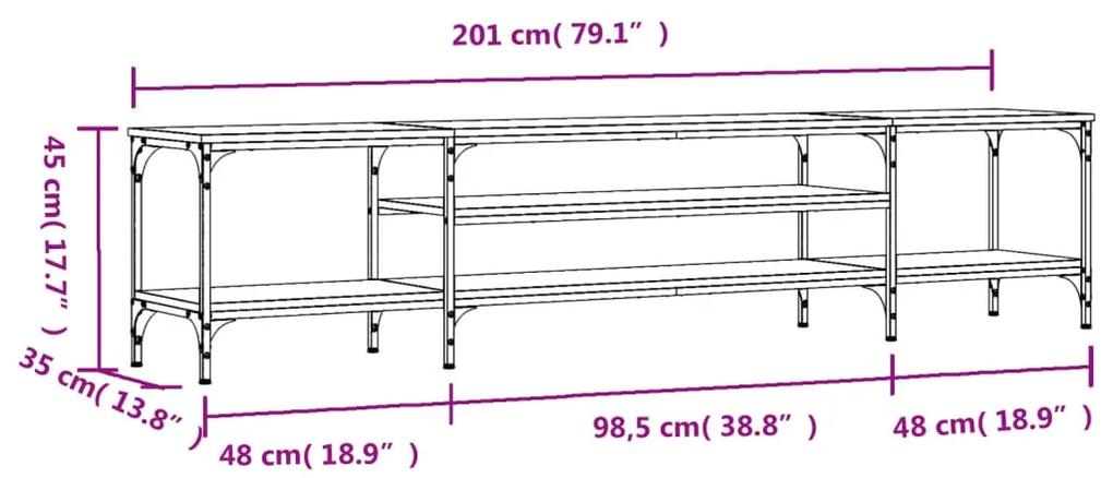 TV stolek šedý sonoma 201x35x45 cm kompozitní dřevo a železo