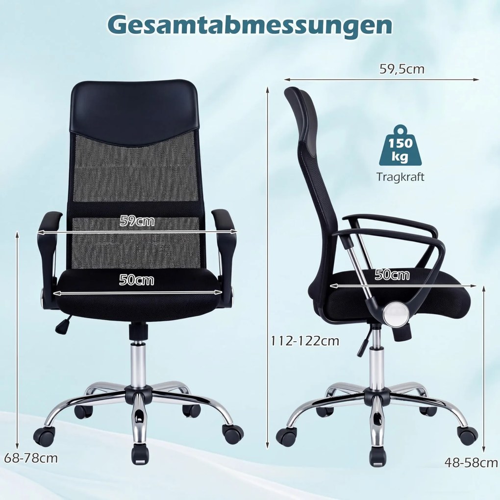 Costway Ergonomická kancelářská židle s funkcí kolébky, výškově nastavitelná