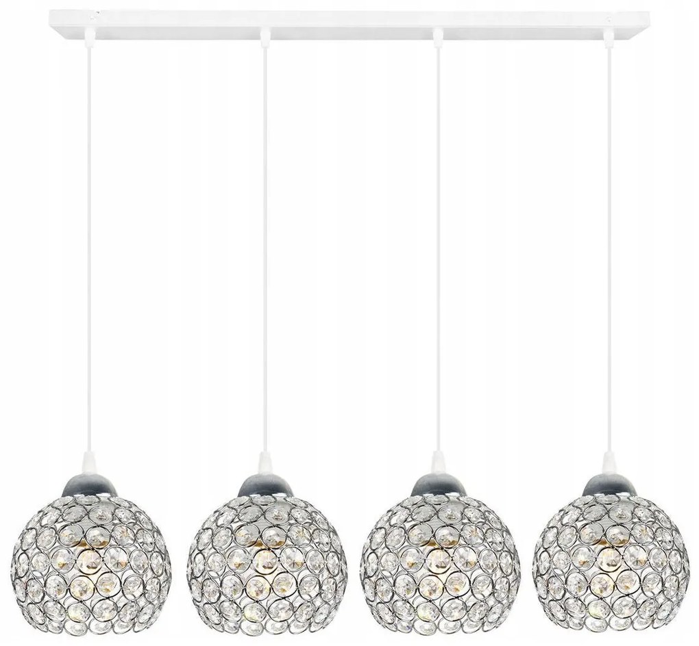Závěsné svítidlo Crystal, 4x stříbrné křišťálové stínítko, (chromové uchycení), w