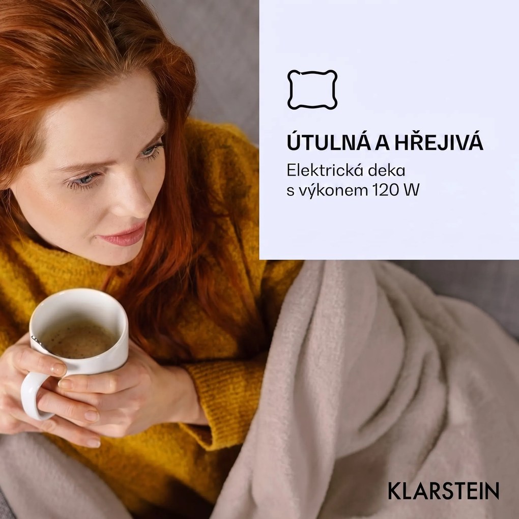 Klarstein Dr. Watson XL elektrická deka 120 W 3 stupně 180 x 130 cm s ovládacím panelem