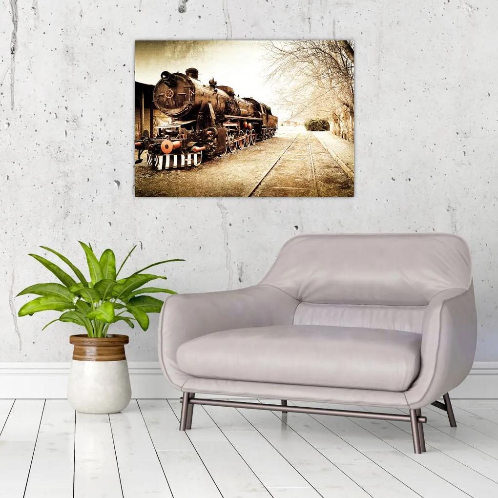 Skleněný obraz - Historická lokomotiva (70x50 cm)