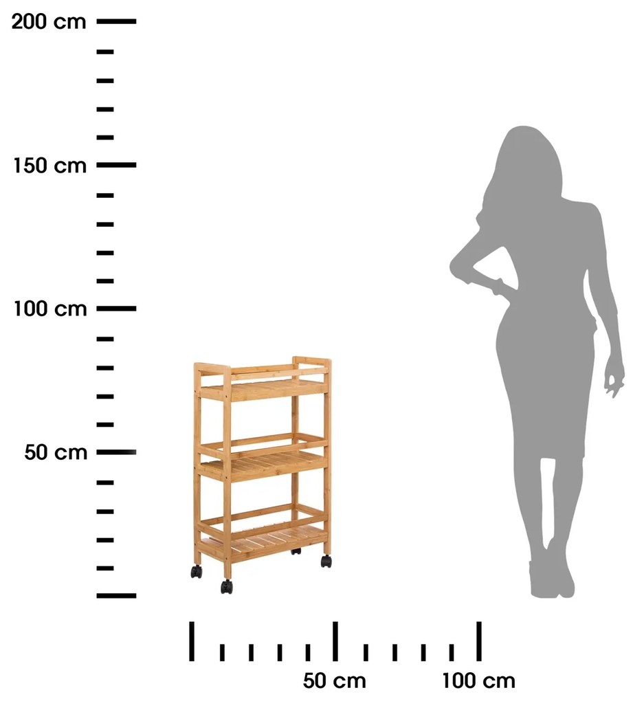 Polička do koupelny na kolečkách Linha, bambus