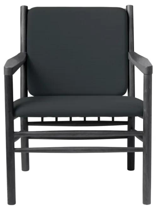 Židle J147 z dubového masivu - textilní potah barva potahu:: tmavě zelená, Barva rámu:: černý dub
