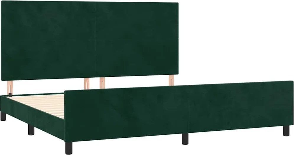 Rám postele bez matrace tmavě zelená 200 x 200 cm samet 3125656