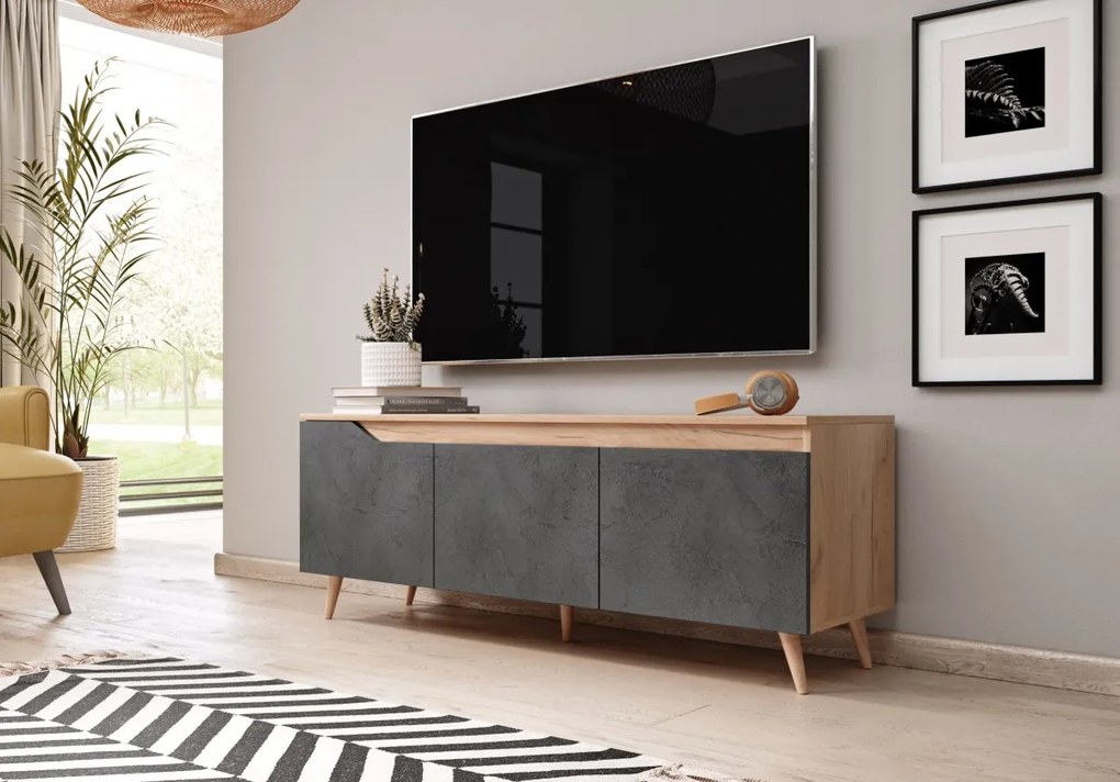 TV stolek Tue 140 cm dub Craft zlatý/grafitový beton