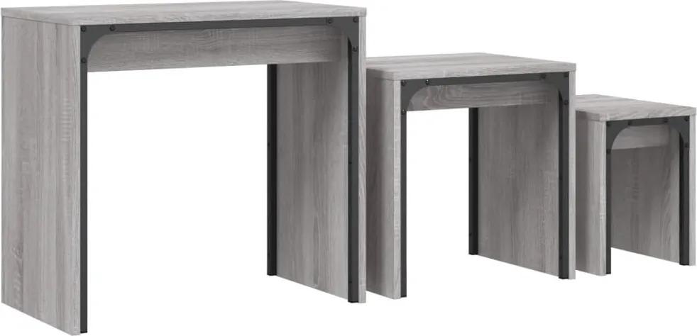 vidaXL Hnízdové konferenční stolky 3 ks šedé sonoma kompozitní dřevo [837825]