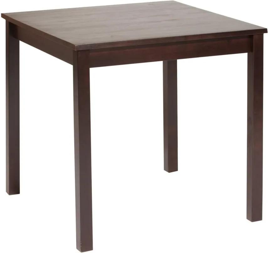 Jídelní dřevěný stůl PRATO — masiv borovice, hnědý lak, 75 × 75