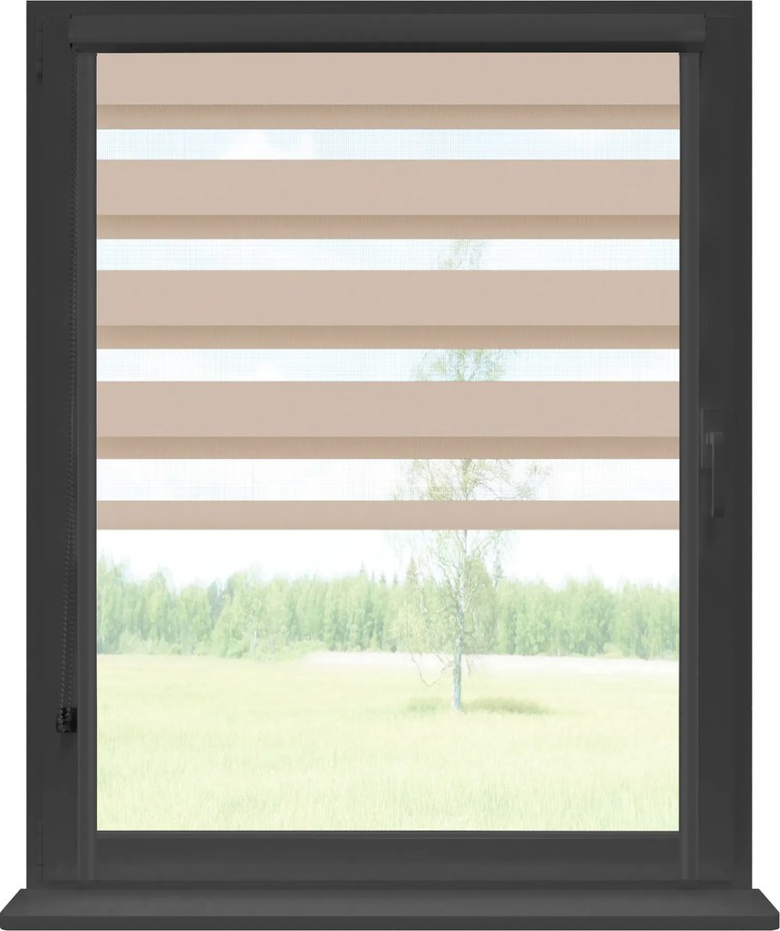 Dekodum Roleta den a noc v antracitové kazetě soft, barva látky Ecru Šířka (cm): 137, Výška (cm): Standardní (do 150 cm), Strana mechanismu: Levá