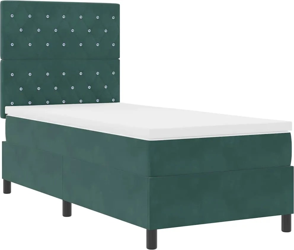 Postel s boxspringem s matrací Tmavě zelená 100 x 200 cm samet 3339749