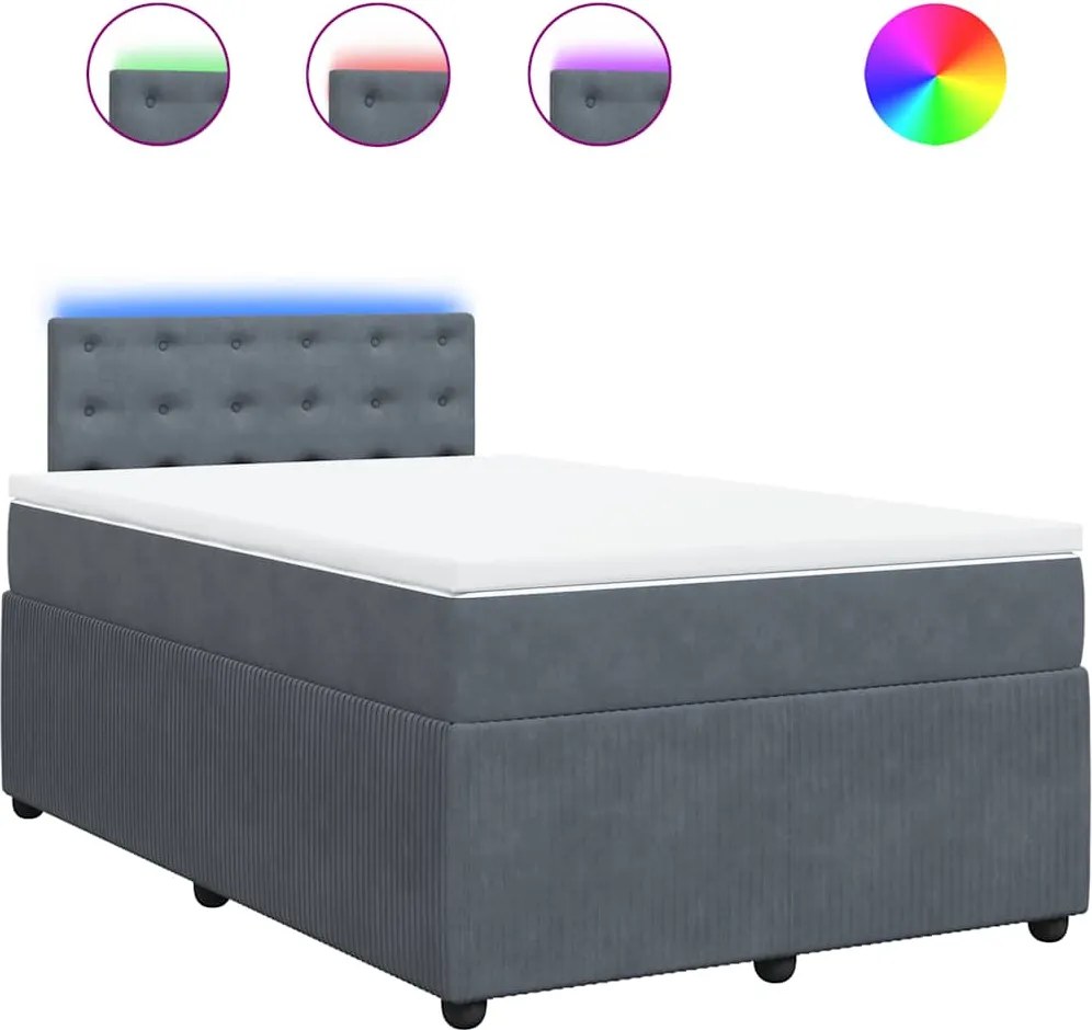 Box spring postel s matrací tmavě šedá 120 x 200 cm samet 3290023