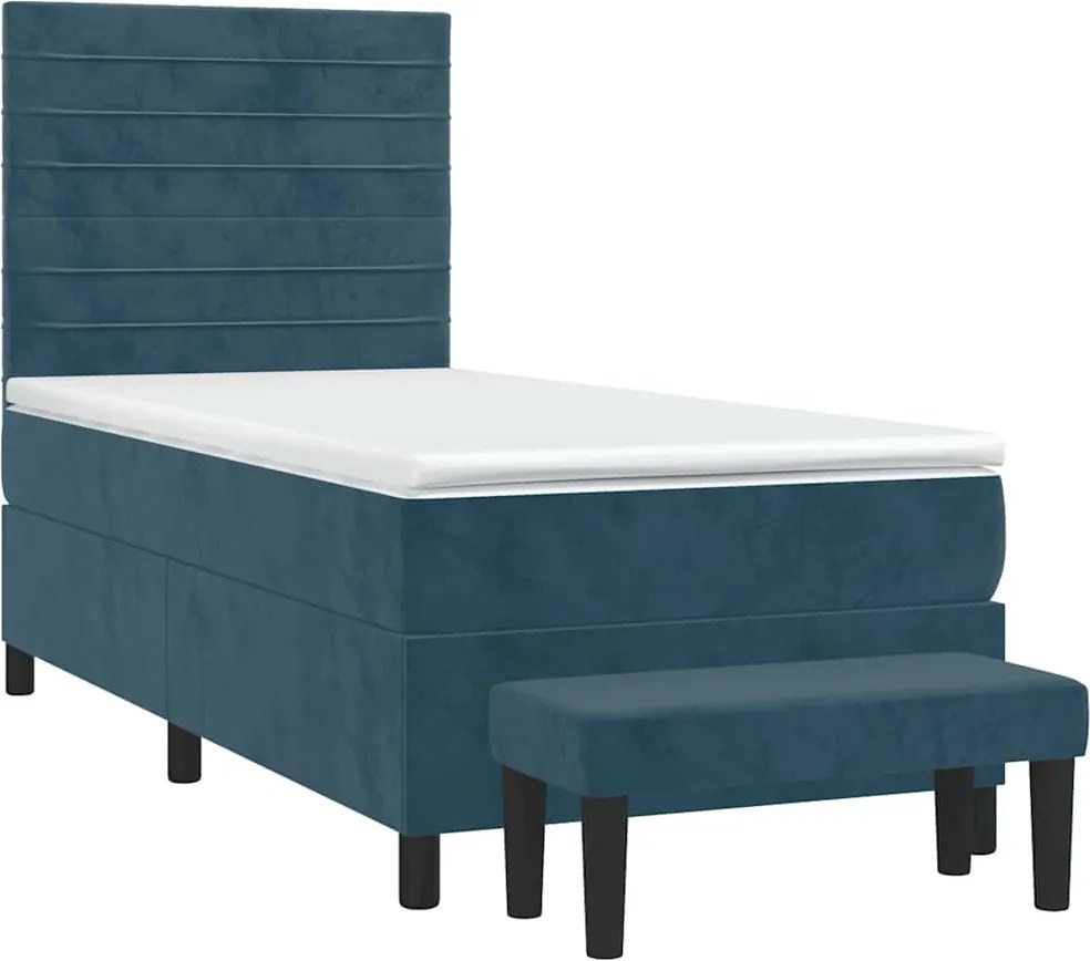 Box spring postel s matrací tmavě modrá 80 x 200 cm samet 3137873