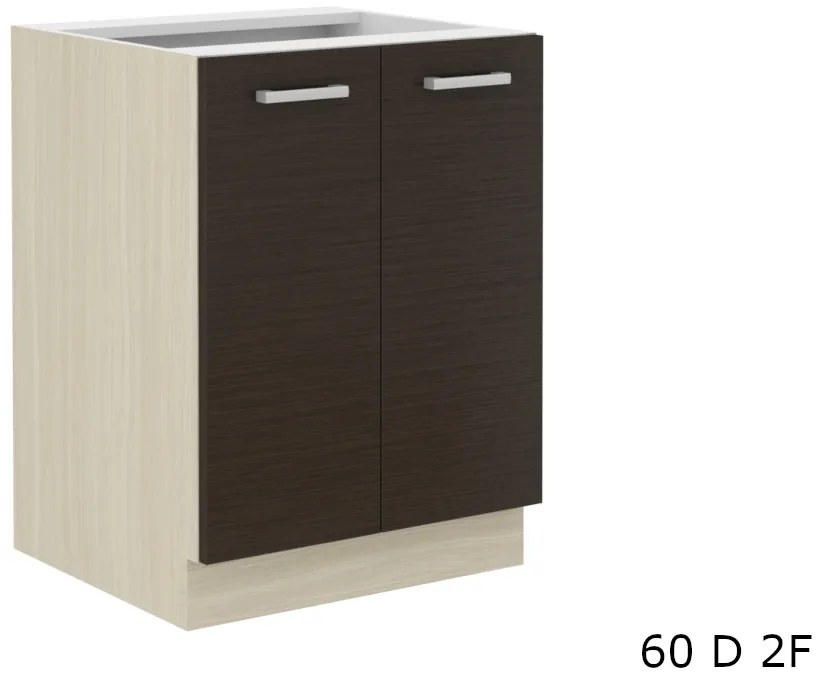 Kuchyňská skříňka dolní dvoudveřová CHAMONIX 60 D 2F BB, 60x82x52, dub ferrara/legno tmavé