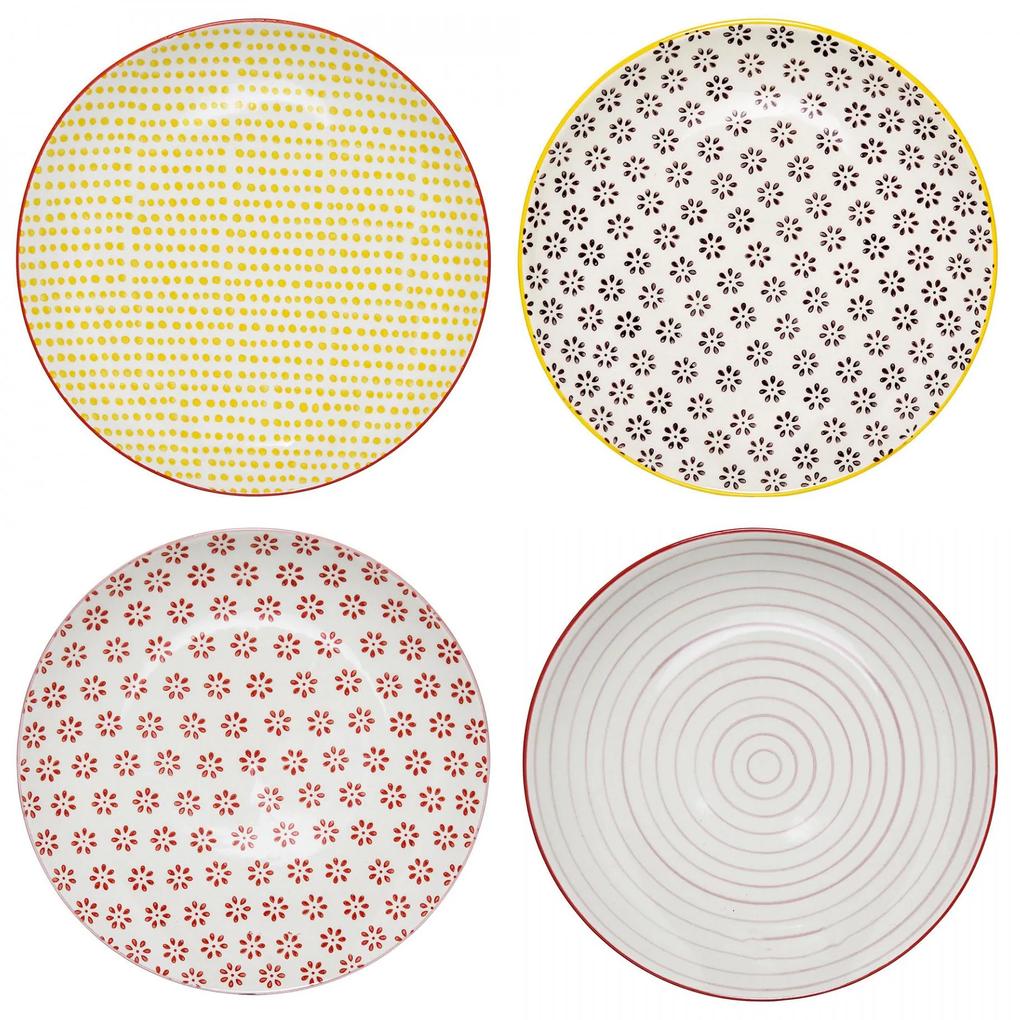 Bloomingville Dezertní talíř Susie Žluté puntíky, červená barva, růžová barva, fialová barva, žlutá barva, keramika