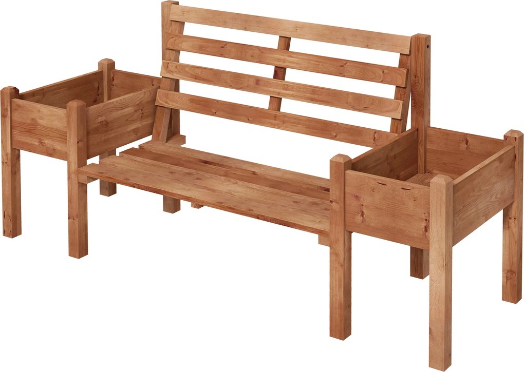 Zahradní lavička Outsunny, pro 2 osoby, dřevěná lavička s květináčem, nosnost až 240 kg, 184 x 59 x 95 cm, tmavě hnědá | Aosom