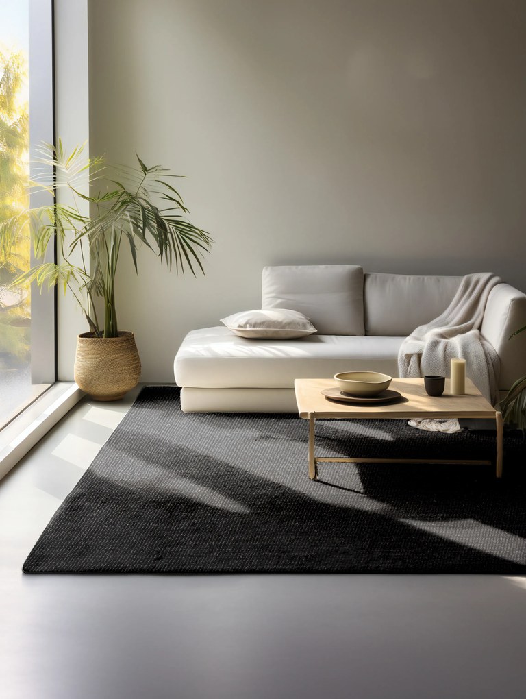 Hanse Home, Kusový koberec Bouclé Jute 105976 Black, 160x230, černá, chodba / předsíň